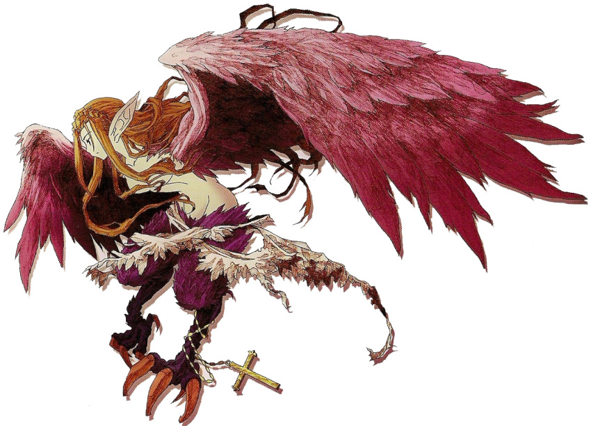 Safebooru - blonde hair claws cross feathered wings harpy knights in ...