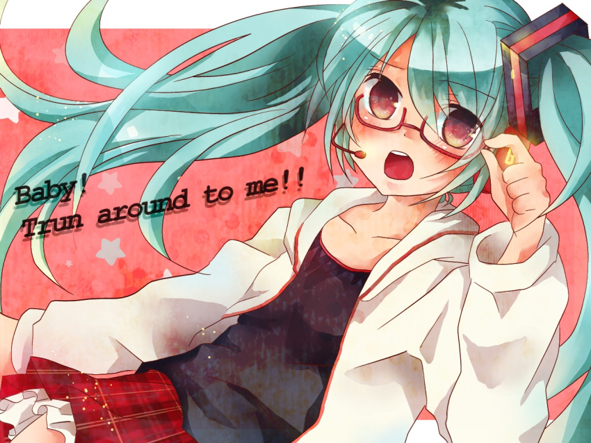 Safebooru - 1girl aqua hair bespectacled blush engrish glasses hatsune ...