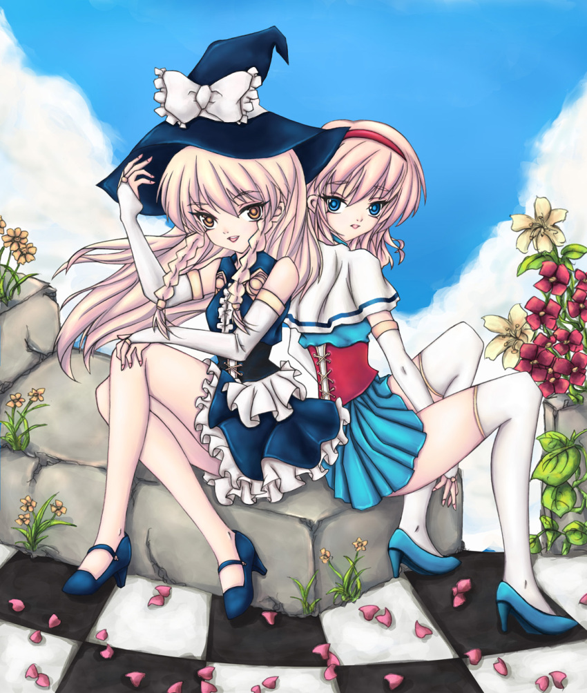 Safebooru - 2girls alice margatroid flower fred0092 high heels kirisame marisa multiple girls ...