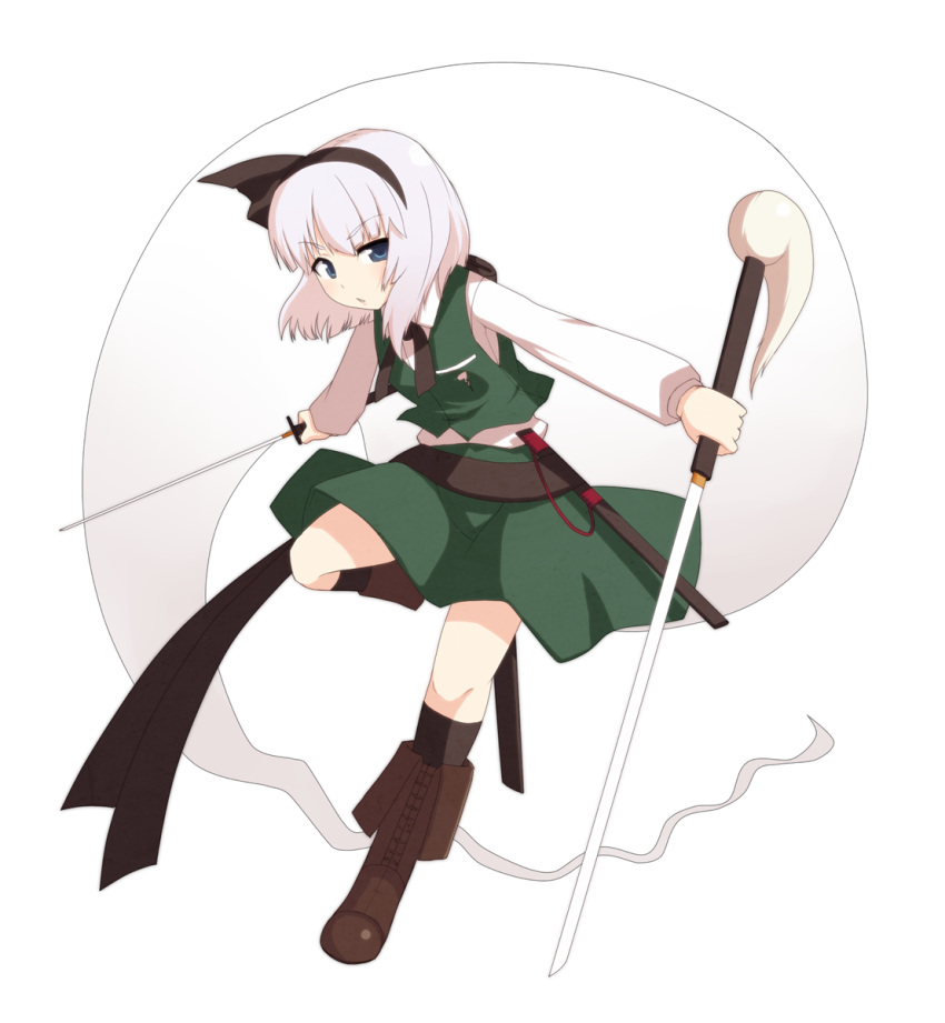Safebooru - bob cut dual wielding ghost hairband highres katana konpaku ...
