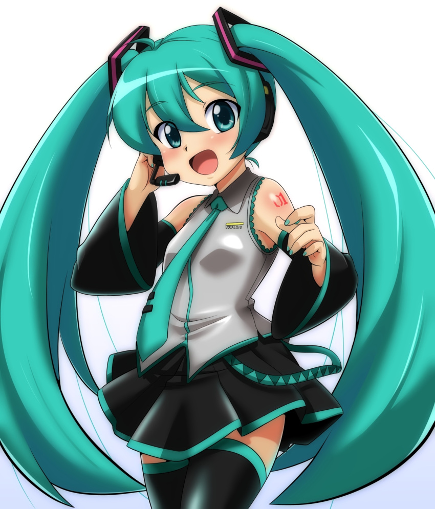 Safebooru 1girl Aqua Eyes Aqua Hair Hand On Headphones Hatsune Miku 3379