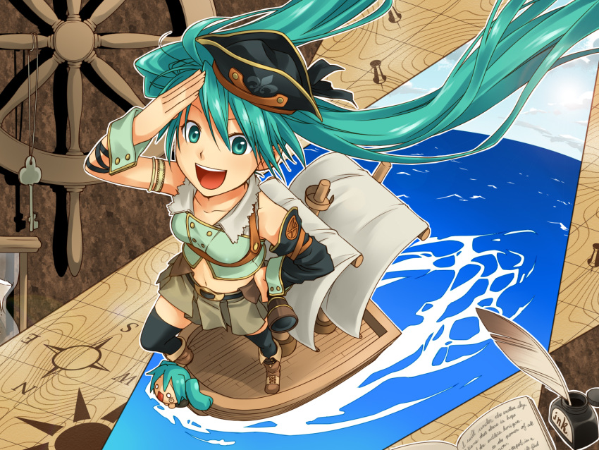 Safebooru - boat hachune miku hat hatsune miku thigh-highs twintails ...