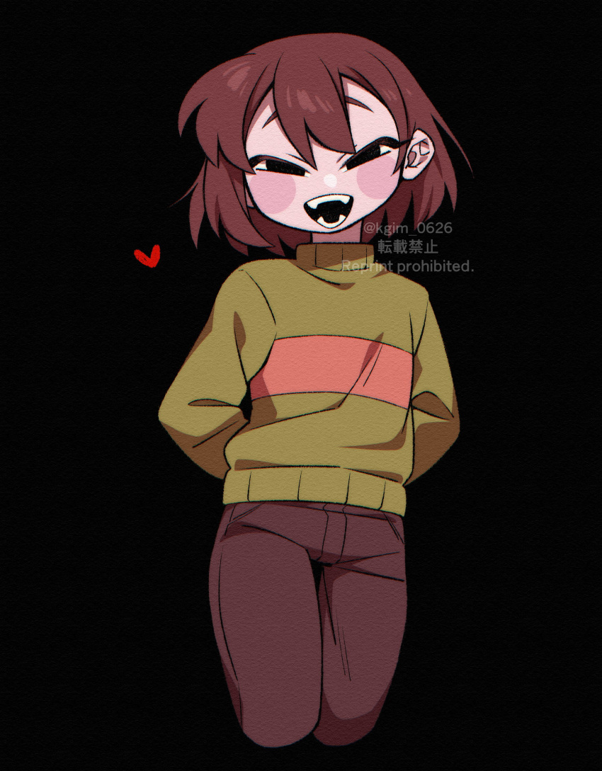 Safebooru - 1other :d absurdres arms behind back black background black ...