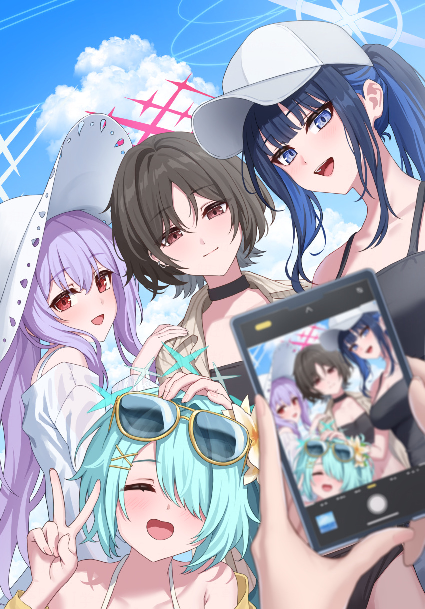 Safebooru - 1other 4girls absurdres aqua hair arius squad (blue archive) atsuko (blue archive ...