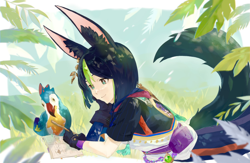 Safebooru - 1boy animal ear fluff animal ears asymmetrical sleeves bird ...