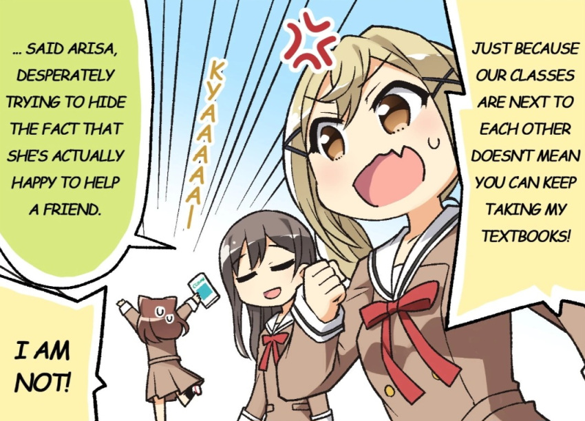 Safebooru - 3girls anger vein bang dream! english text hanasakigawa ...