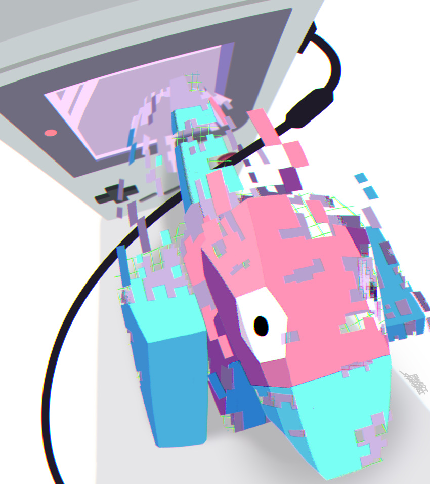 Safebooru - 1other absurdres cable cococo029 commentary from above game boy glitch handheld game ...