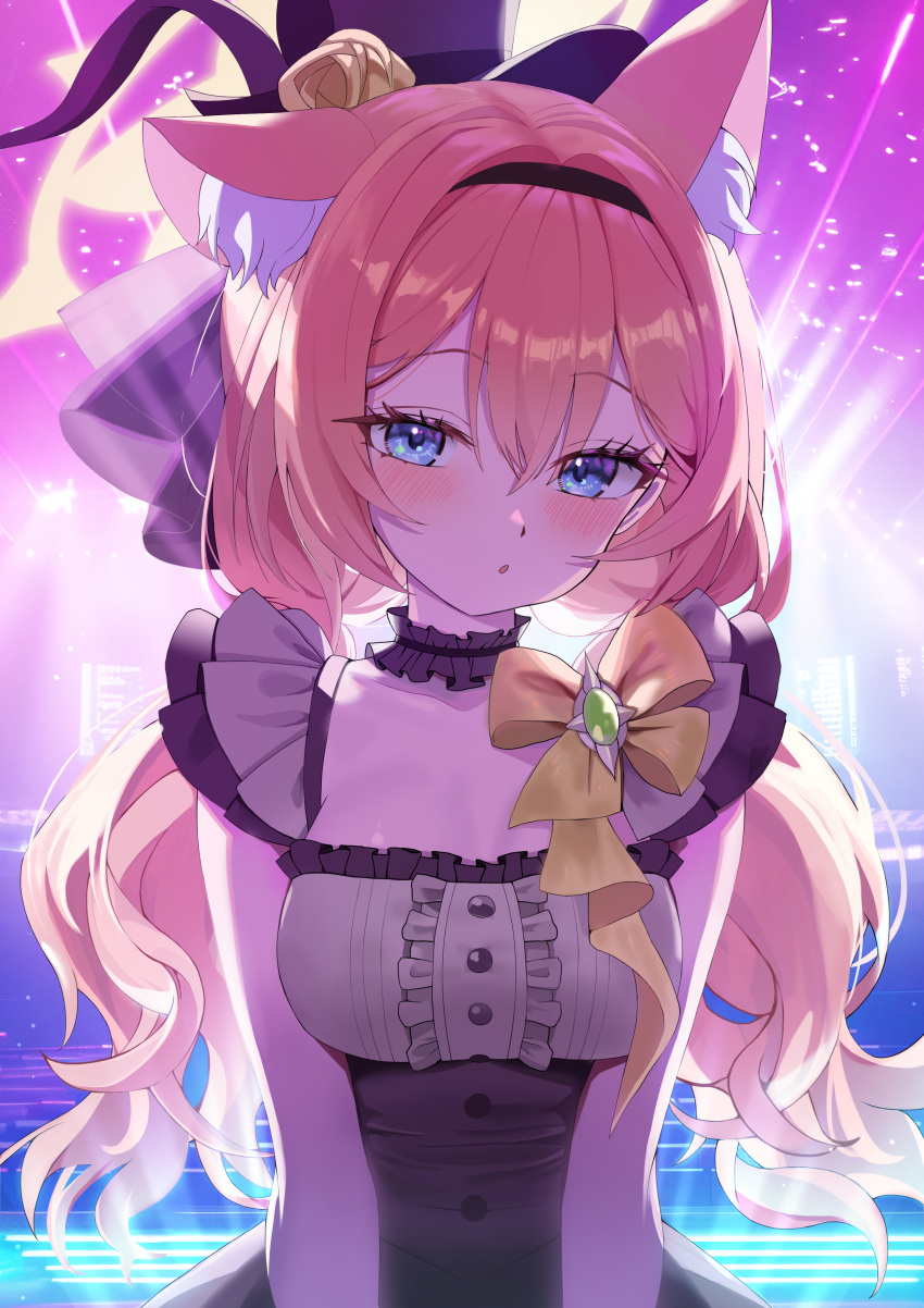 Safebooru - 1girl absurdres animal ear fluff animal ears backlighting black dress black hairband ...