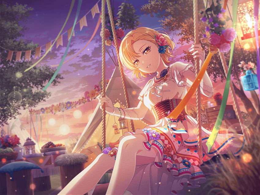 Safebooru - bang dream! blonde hair dress masking (bang dream!) red eyes short hair smile | 5442787