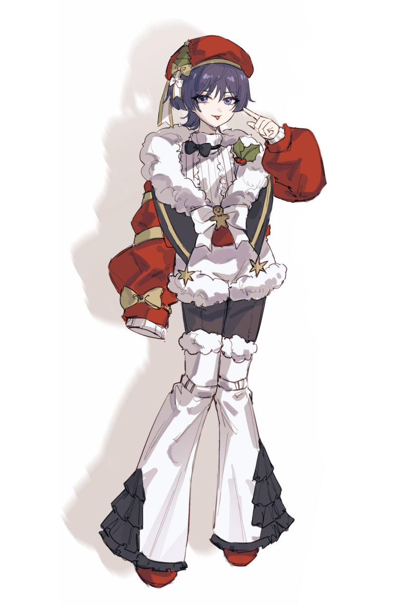 Safebooru - 1boy :p akanbe alternate costume androgynous arm at side ...
