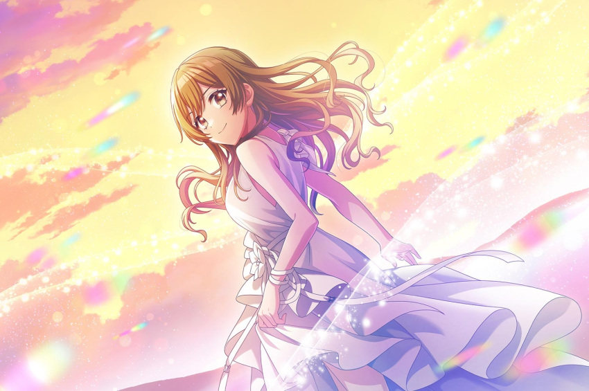 Safebooru - brown eyes brown hair d4dj dress long hair smile yamate kyouko | 5442783