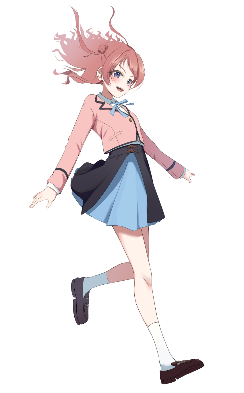 Safebooru - 1girl absurdres black footwear black overskirt blazer blue ribbon blue skirt brown ...