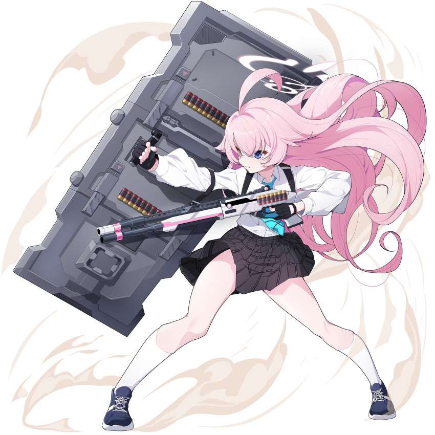 Safebooru - 1girl absurdres ahoge beretta 1301 black gloves black skirt blue archive blue eyes ...