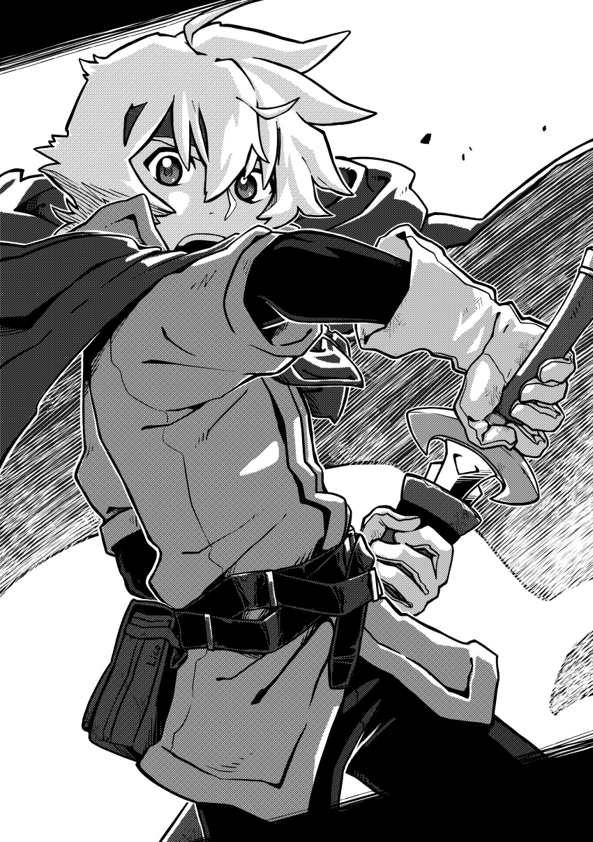 Safebooru - 1boy absurdres ahoge belt belt bag belt pouch black belt black cape black pants ...