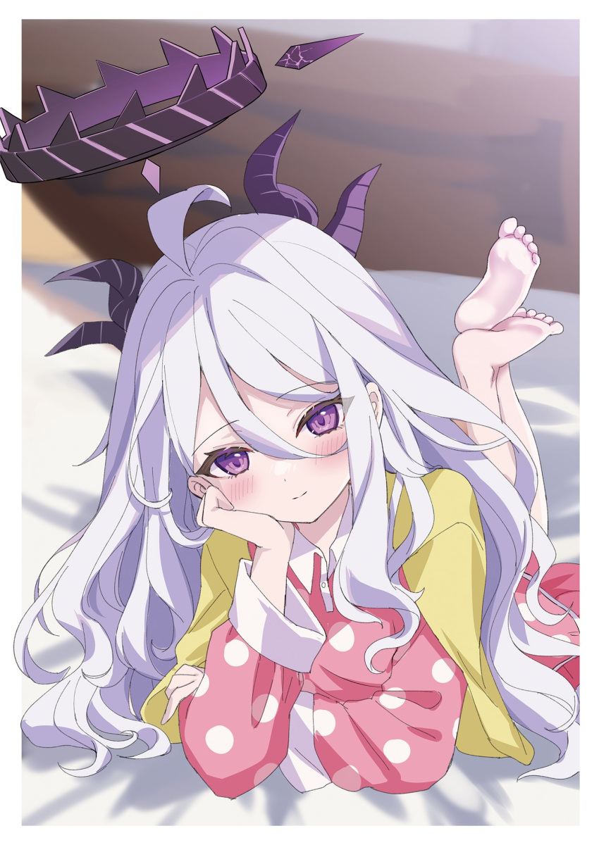 Safebooru - 1girl barefoot blue archive blush demon girl demon horns halo highres hina (blue ...