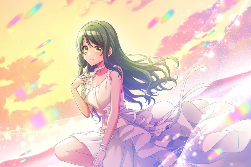 Safebooru - d4dj dress green eyes green hair long hair shimizu esora | 5442790