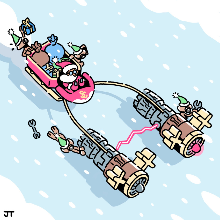 Safebooru - 1boy beard box chibi chibi only christmas clinging ...