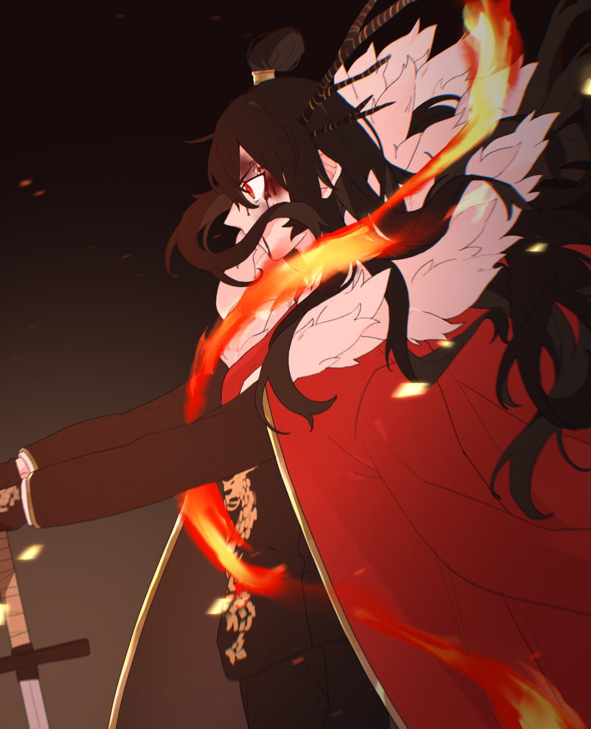 Safebooru - 1girl black gloves black hair black jacket black pants blood blood on face coat coat ...