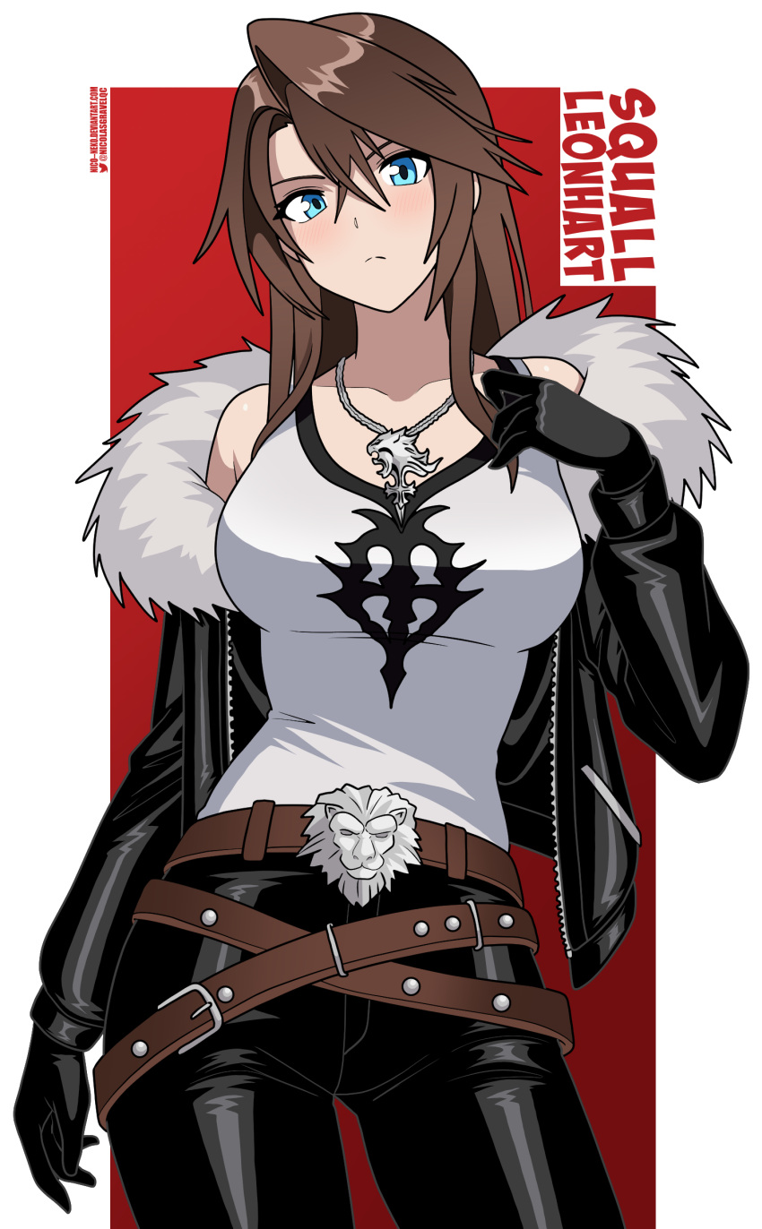 Safebooru - 1girl absurdres belt black gloves black jacket black pants blue eyes blush breasts ...