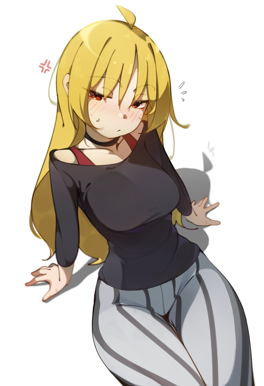 Safebooru - 1girl absurdres ahoge angry black shirt blonde hair blush bocchi the rock! deko ...