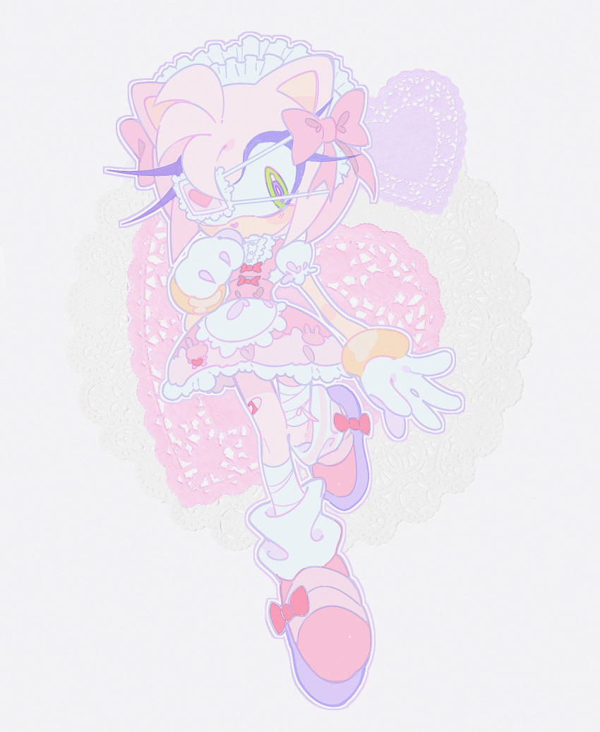 Safebooru - 1girl alternate costume amy rose animal ears animal nose apron bandaid bow bracelet ...