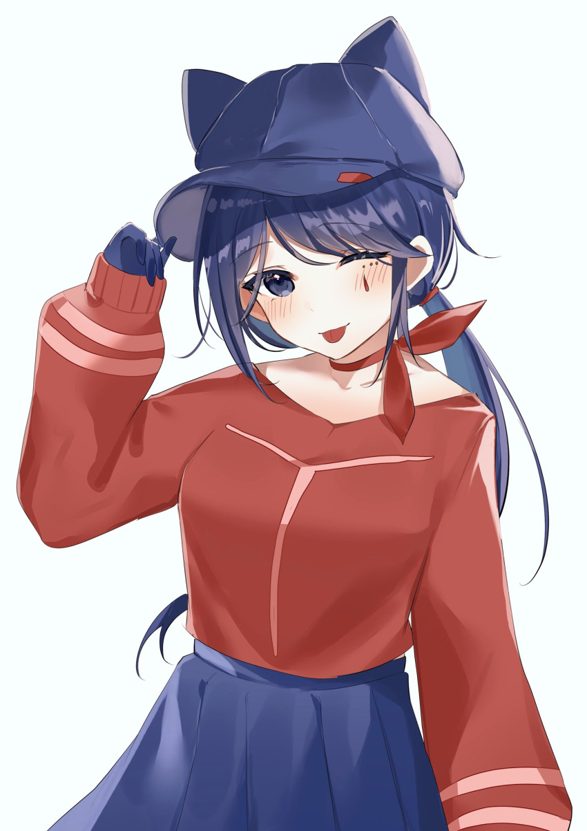 Safebooru - 1girl animal ear headwear blue eyes blue hair blue hat blue ...