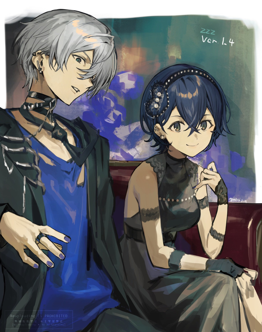 Safebooru - 1boy 1girl belle (zenless zone zero) black choker black dress black jacket black ...