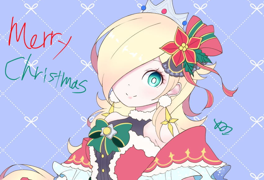 Safebooru - 1girl alternate costume argyle background bare shoulders blonde hair blue eyes ...