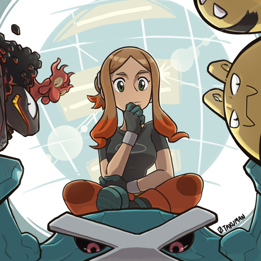 Safebooru - absurdres black gloves black shirt brown hair dark-skinned female dark skin gloves ...