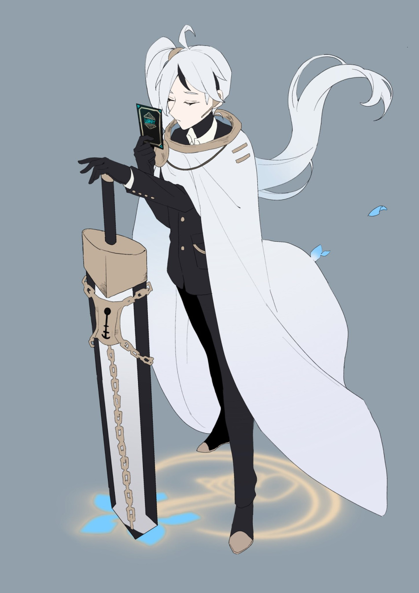 Safebooru - 1boy ahoge black gloves black hair black jacket black pants ...