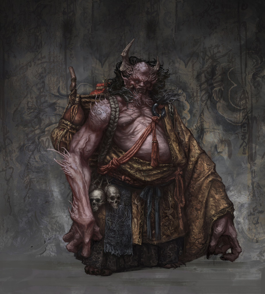 Safebooru - backpack bag demon fantasy full body highres horns monster ...