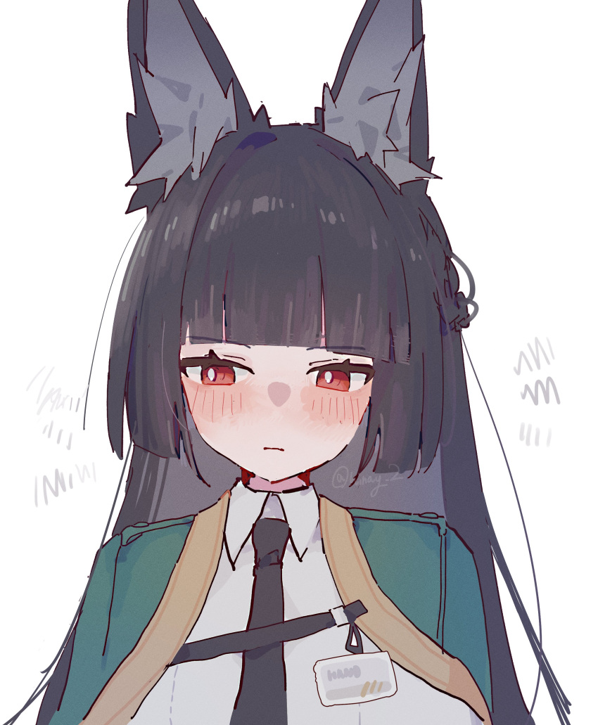 Safebooru - 1girl absurdres animal ear fluff animal ears black dress black hair black necktie ...