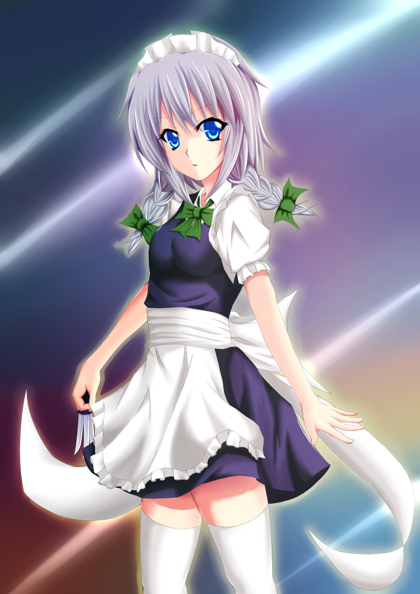 Safebooru - absurdres blue eyes braid highres izayoi sakuya knife maid ...