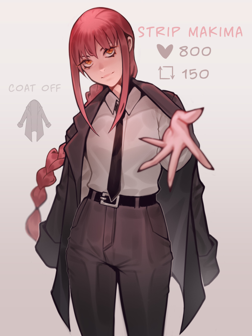 Safebooru - 1girl absurdres belt black coat black necktie black pants braid chainsaw man ...