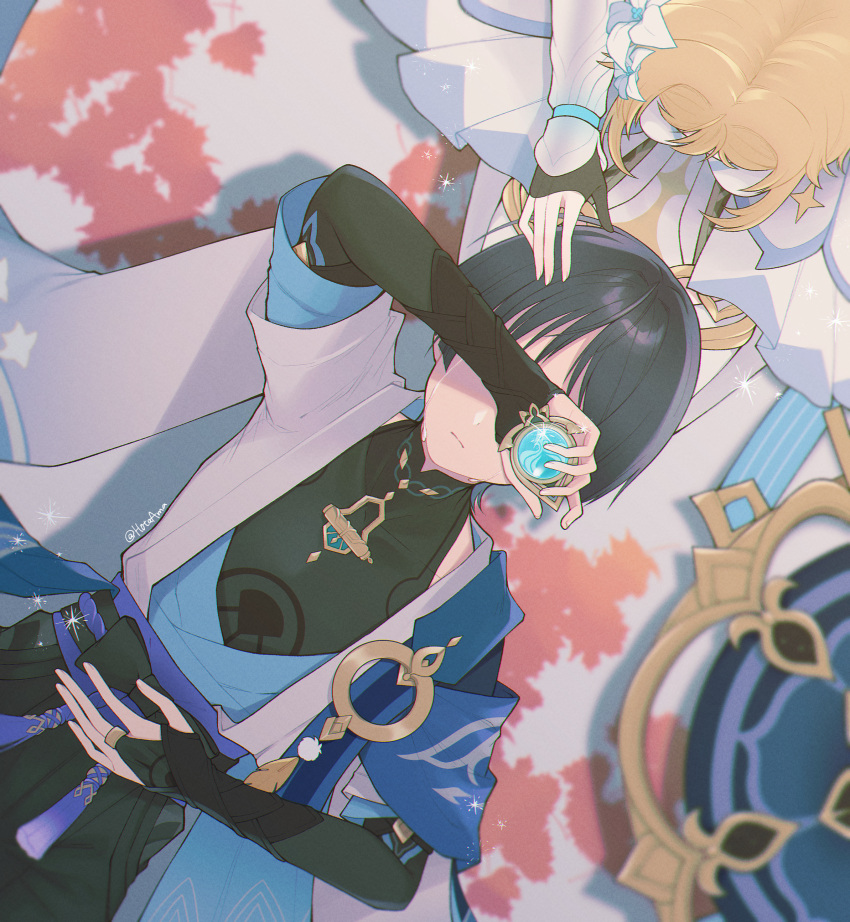 Safebooru - 1boy 1girl absurdres amano hotaru (hotaama) anemo symbol (genshin impact) animal ...