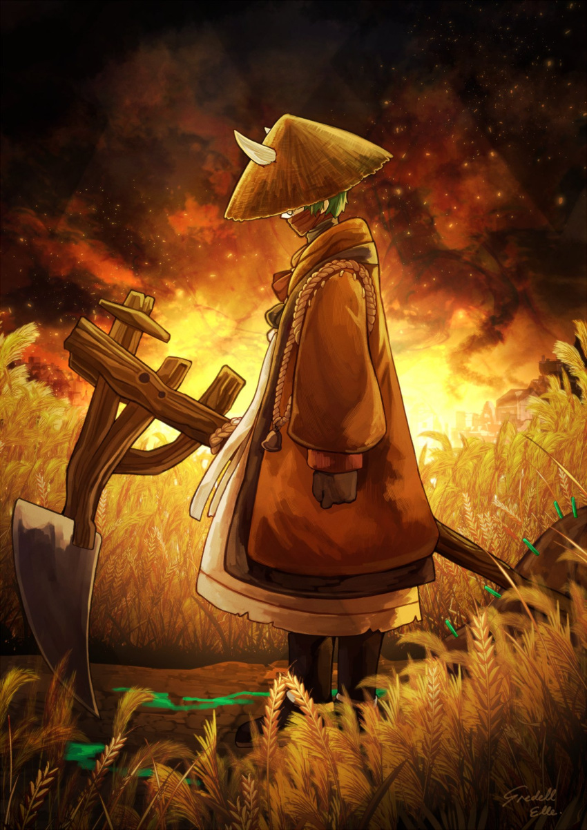 Safebooru - 1boy bell black footwear black gloves boots brown coat coat ...