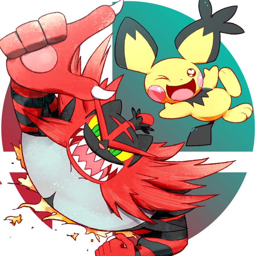 Safebooru - absurdres arm up claws clenched hand colored sclera fire ...