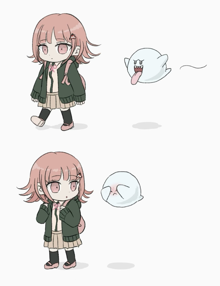 Safebooru - 1girl :o black shirt black thighhighs blush boo (mario ...