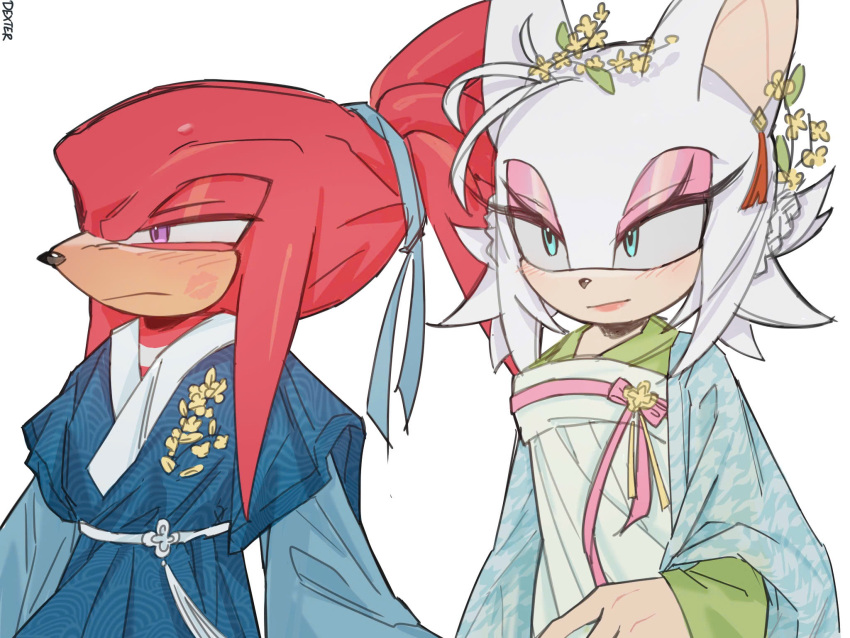 Safebooru - 1boy 1girl alternate costume alternate hairstyle animal ears animal nose blue eyes ...