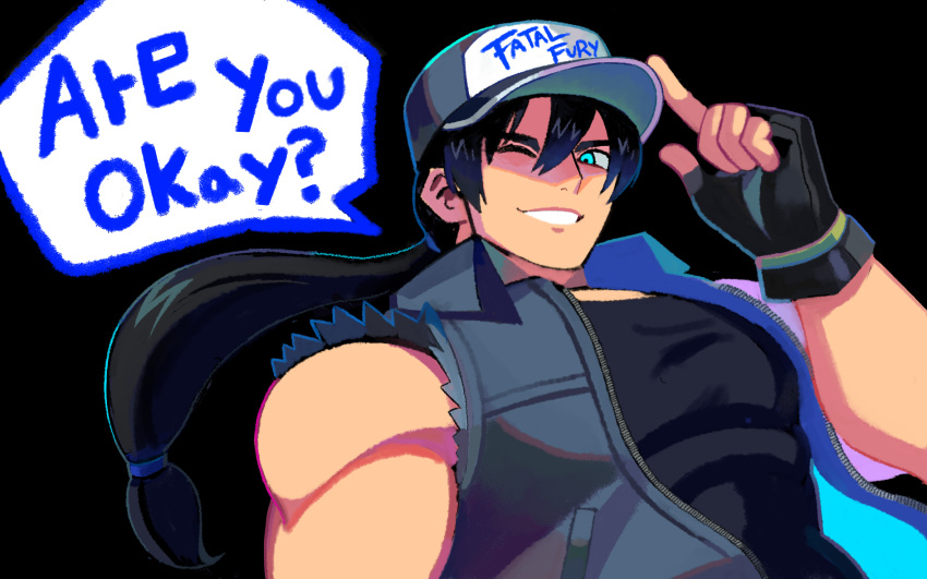 Safebooru - 1boy baseball cap black gloves black hair blue eyes commentary denaseey fatal fury ...