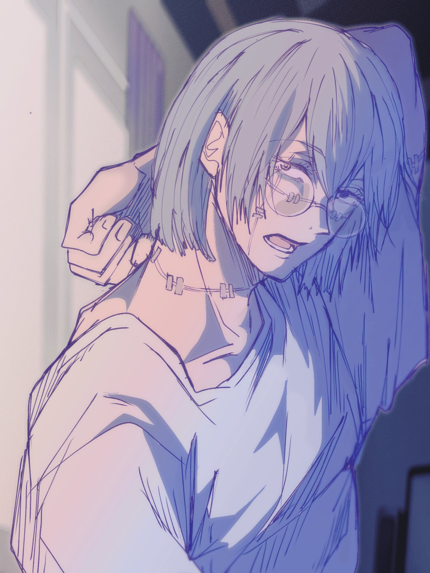 Safebooru - 1boy alternate hair length alternate hairstyle arm behind ...