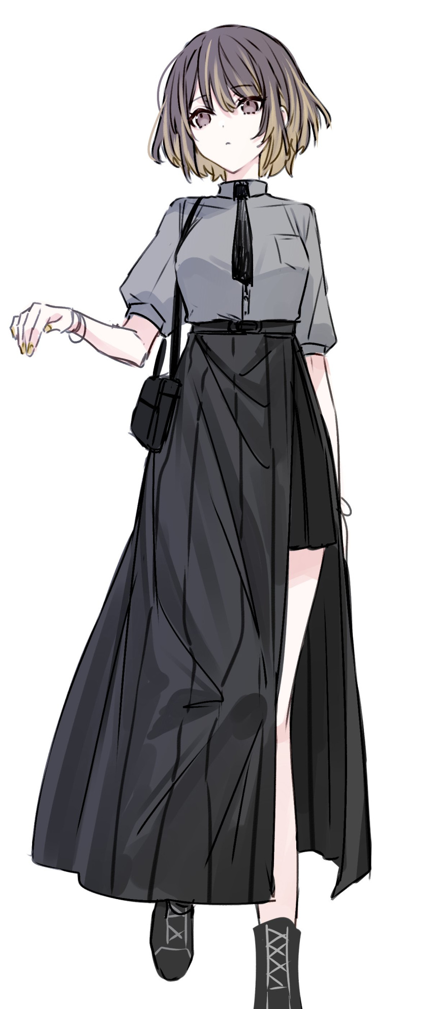 Safebooru - 1girl absurdres bag black footwear black necktie black skirt bracelet breast pocket ...