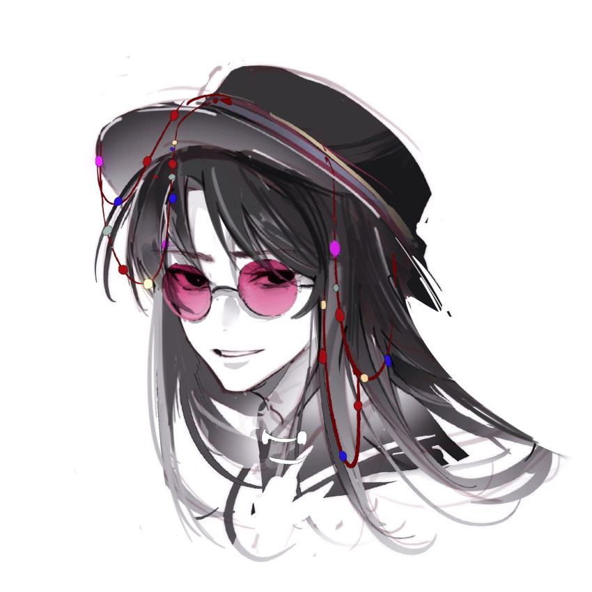 Safebooru - 1boy beads black eyes black hair black hat black shirt chinese commentary colored ...