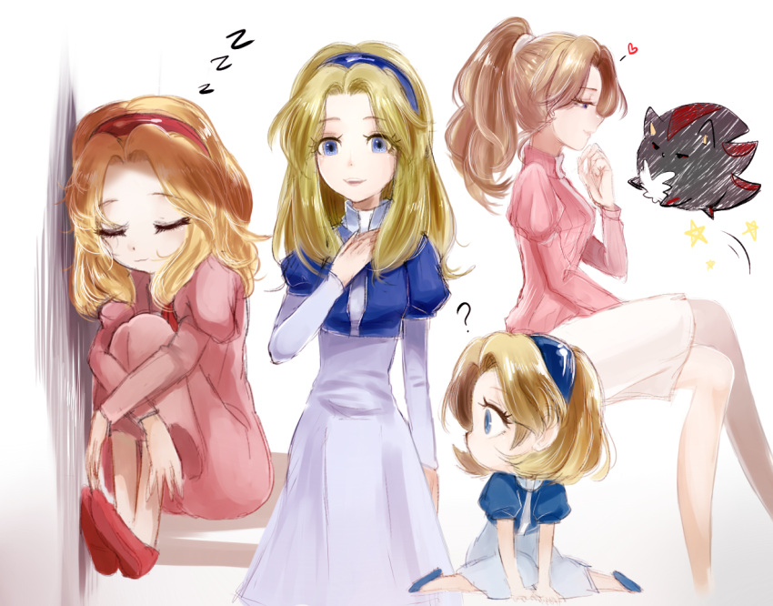 Safebooru - ? blonde hair blue eyes chibi child dress long hair maria ...