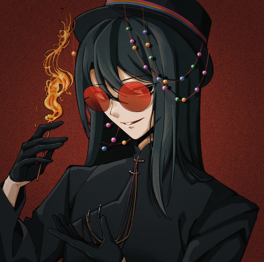 Safebooru - 1boy beads black eyes black gloves black hair black hat black shirt chinese ...