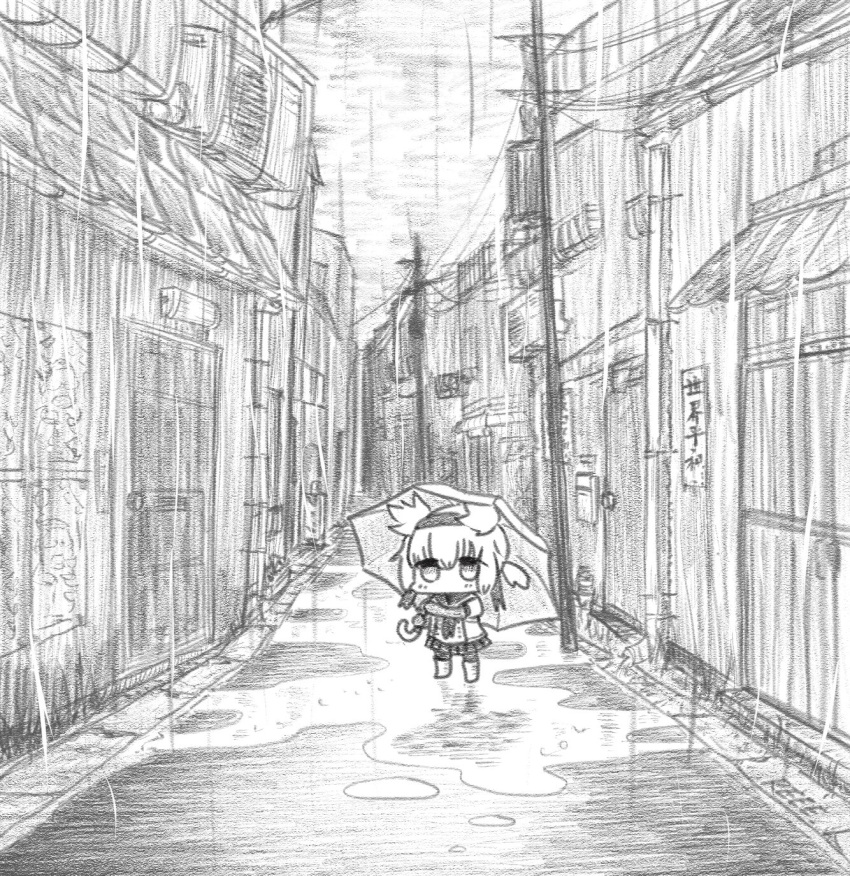 Safebooru - 1girl alley cb839 chibi commentary request elbow gloves ...