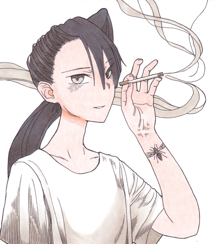 Safebooru - 1girl arm tattoo cb839 cigarette commentary highres holding holding cigarette kantai ...