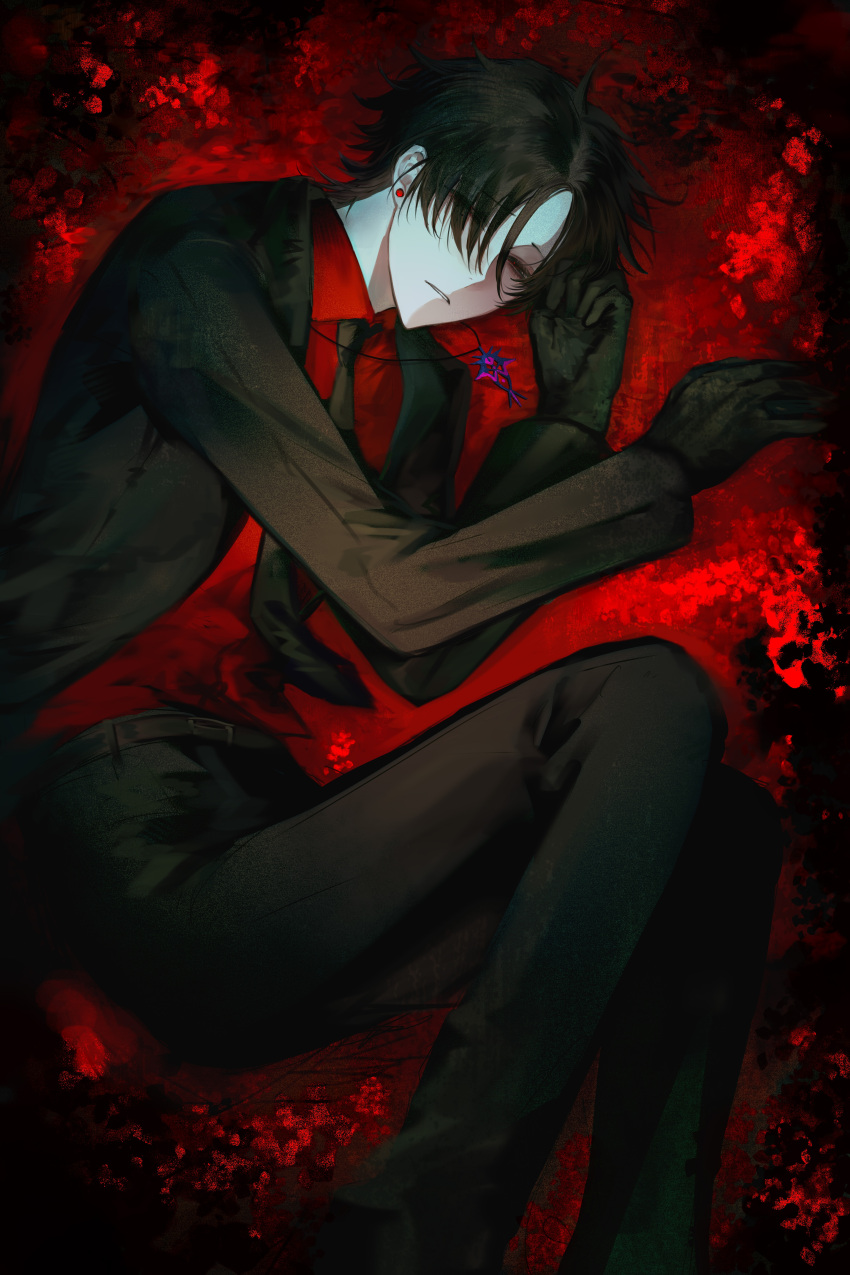 Safebooru - 1boy absurdres belt black belt black eyes black gloves black hair black jacket black ...