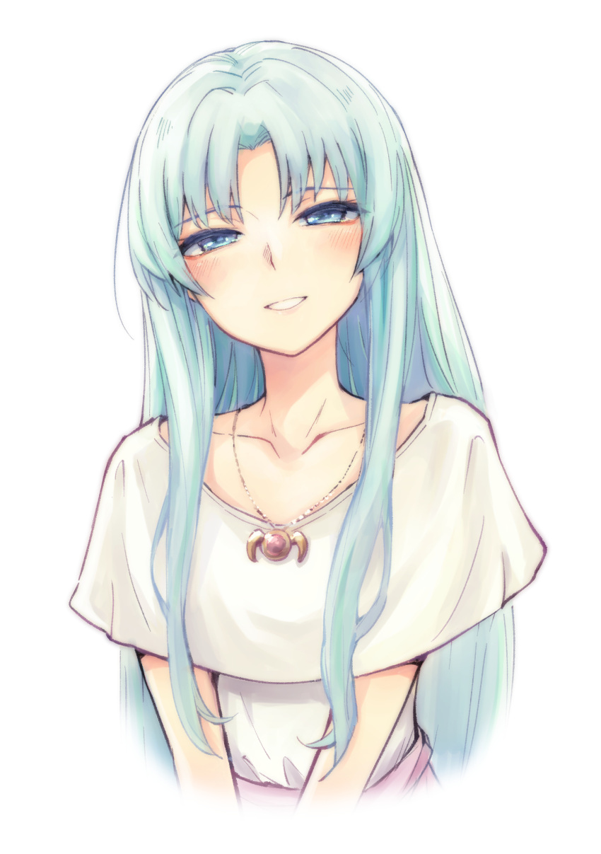 Safebooru - 1girl aqua hair blue eyes capelet collarbone commentary ...