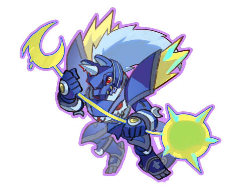 Safebooru - 765 nanami armor aura ball and chain (weapon) big hair blue ...